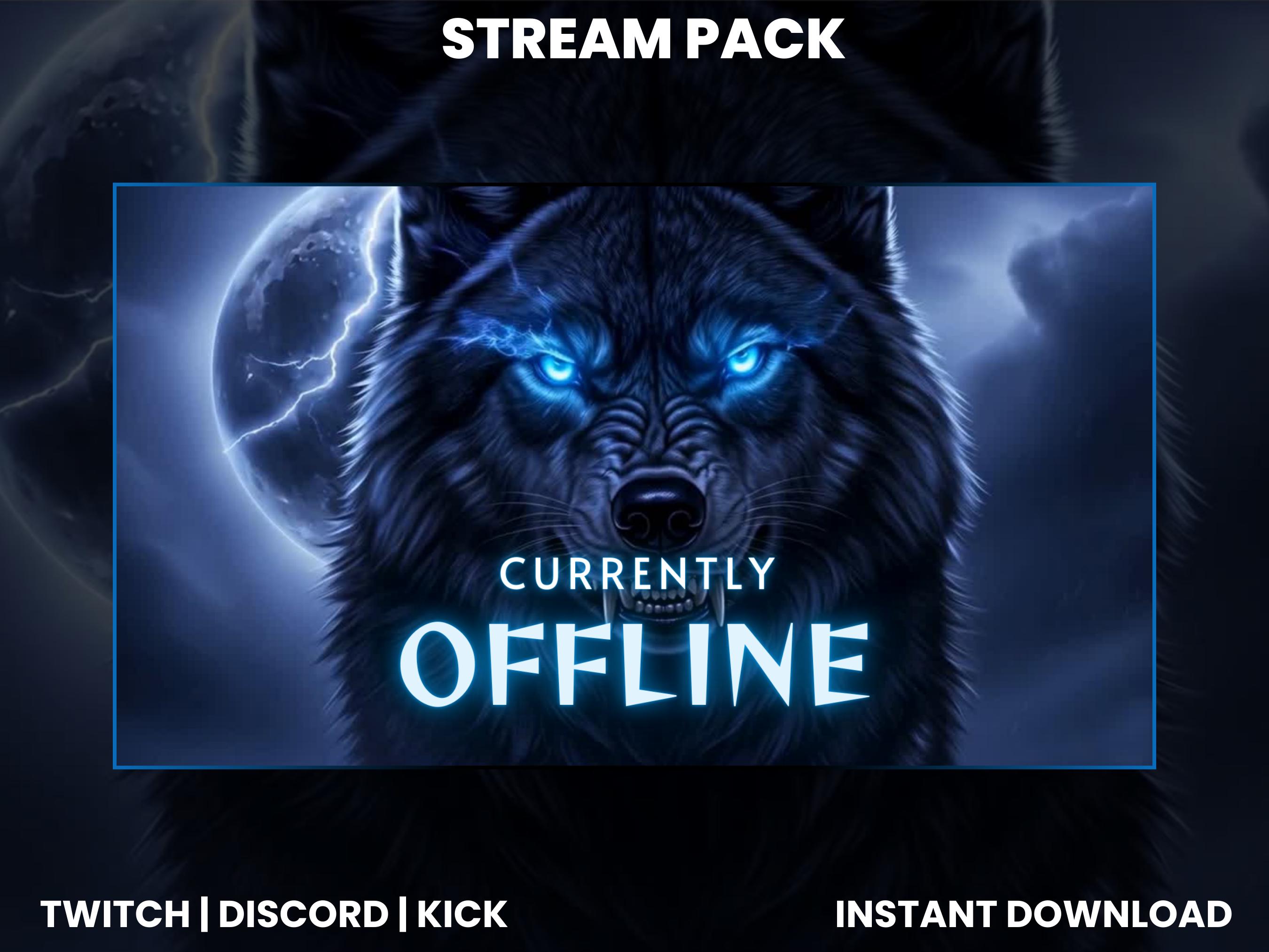 Blue Neon Wolf Stream Overlay Pack | Twitch, OBS, Streamlabs - Etsy