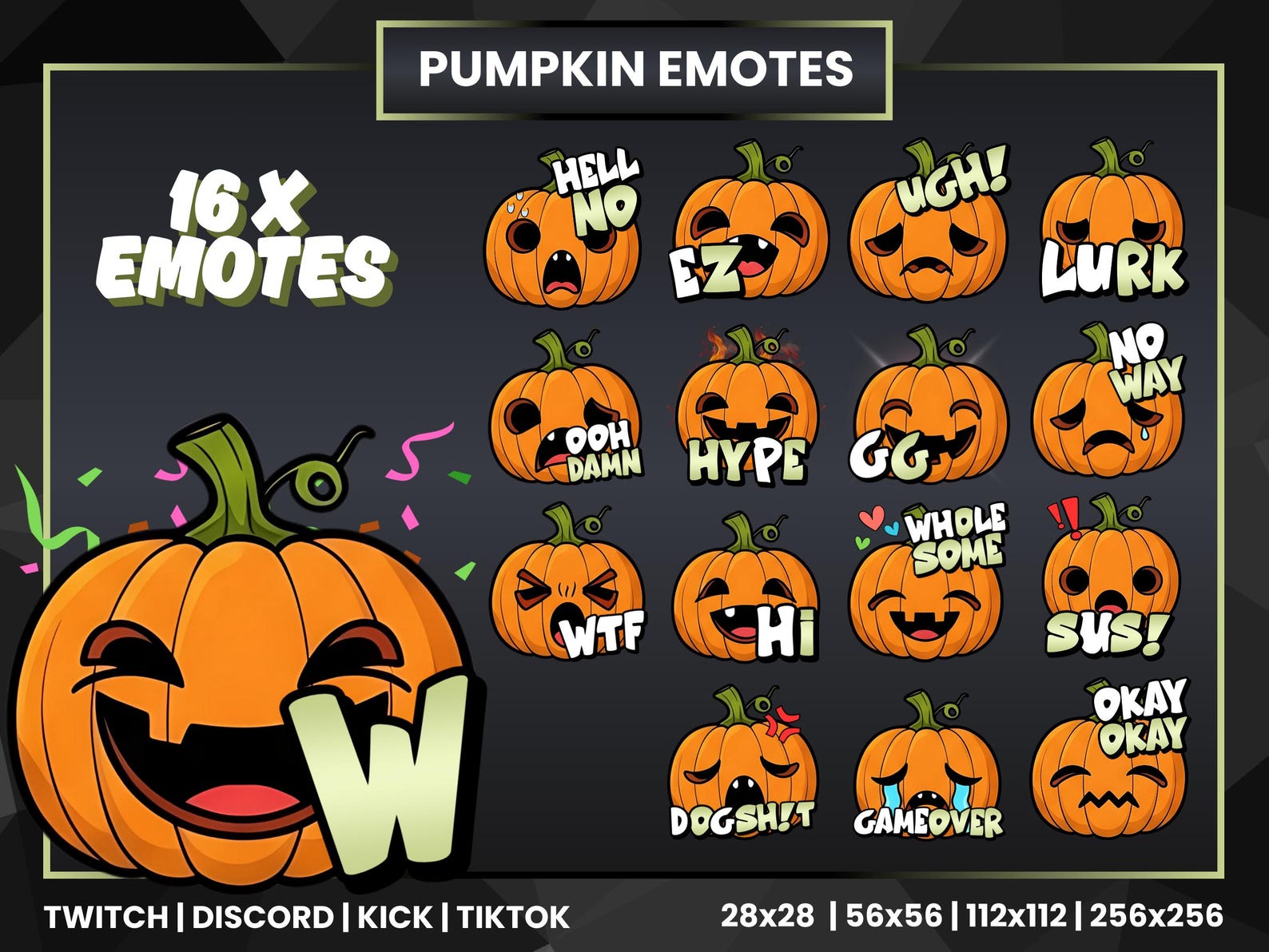 Pumpkin Emotes for Twitch Discord Kick Tiktok | Cute Halloween Emoji ...