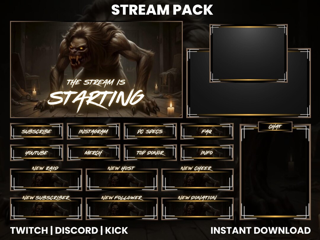 Demon Stream Overlay Pack | Animated Twitch Screens & Panels - Etsy
