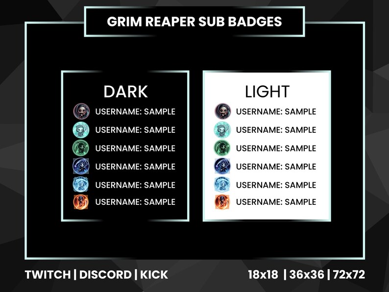 Grim Reaper Sub Badges Twitch Discord Kick | Cute Chibi Death Reaper ...