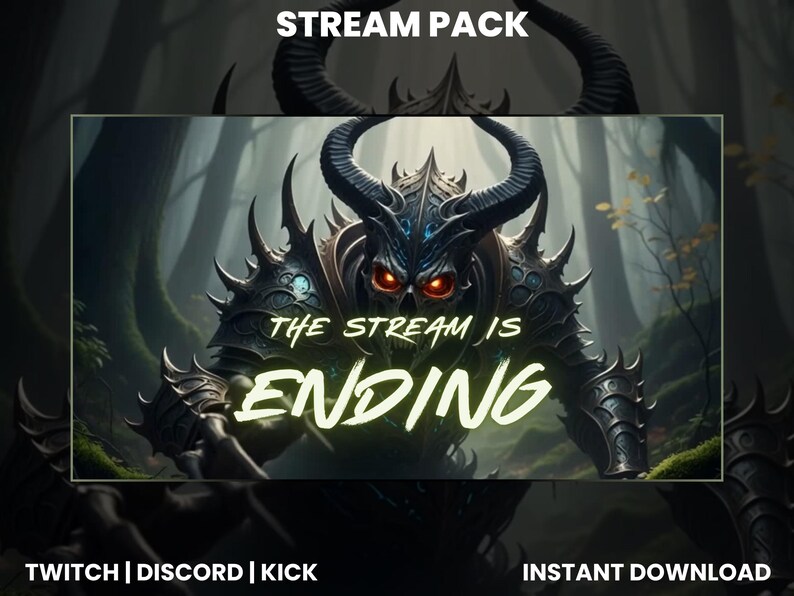 Dark Demon Stream Overlay Pack | Fantasy Warrior Twitch Screens, Panels ...