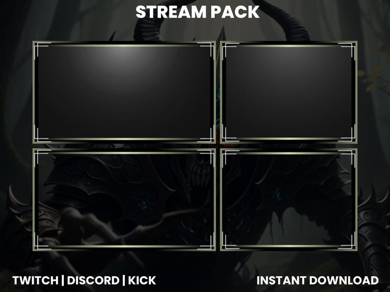 Dark Demon Stream Overlay Pack | Fantasy Warrior Twitch Screens, Panels ...