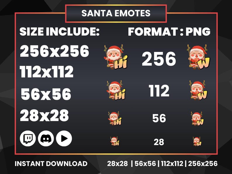 Cute Santa Emotes Pack for Twitch, Discord & Streaming | 16 Christmas ...