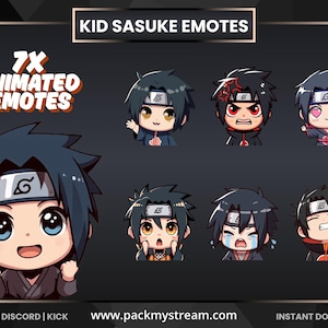 Kid Sasuke Chibi Animated Emotes Pack (7x Emotes) for Twitch, Discord ...