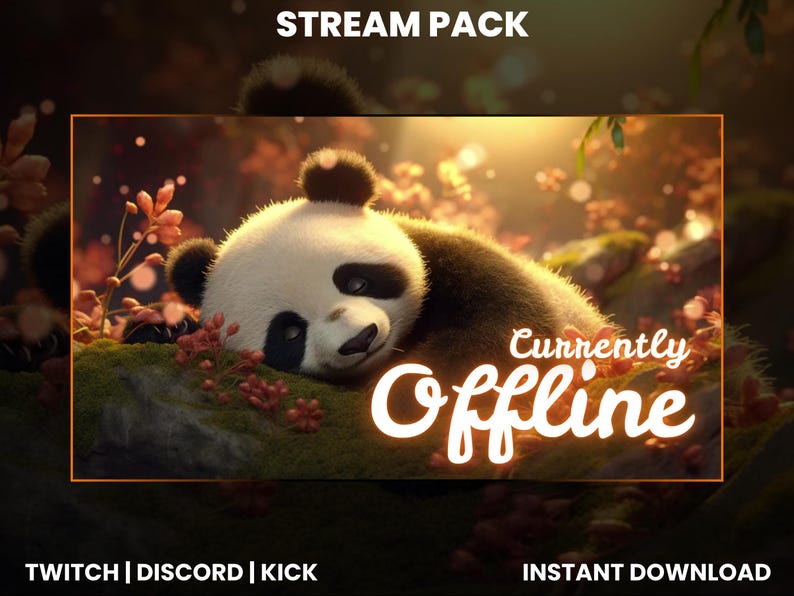 Panda Stream Overlay Pack | Cozy Nature Twitch Screens, Panels, Alerts ...