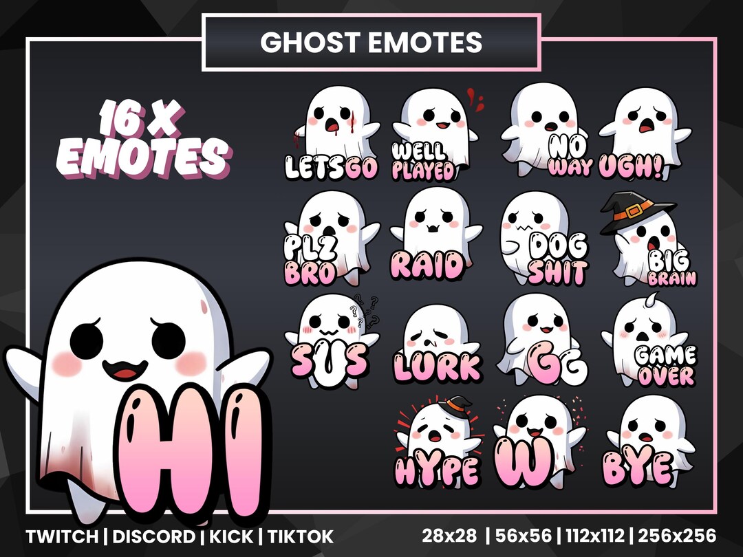 Cute Ghost Stream Emotes Pack for Twitch, Discord, Kick - Etsy