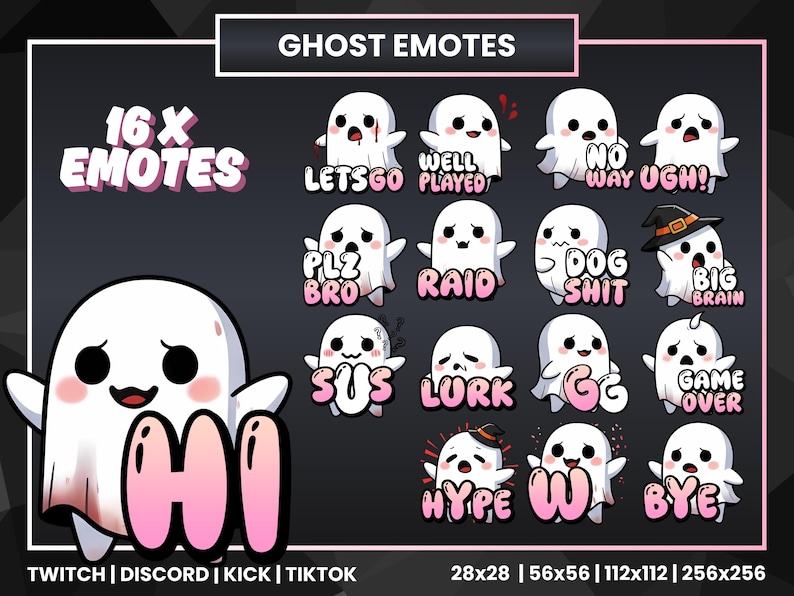 Cute Ghost Stream Emotes Pack for Twitch, Discord, Kick - Etsy