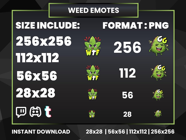 Weed Emotes 24x for Twitch Discord Kick Tiktok | Funny Cannabis Emoji ...