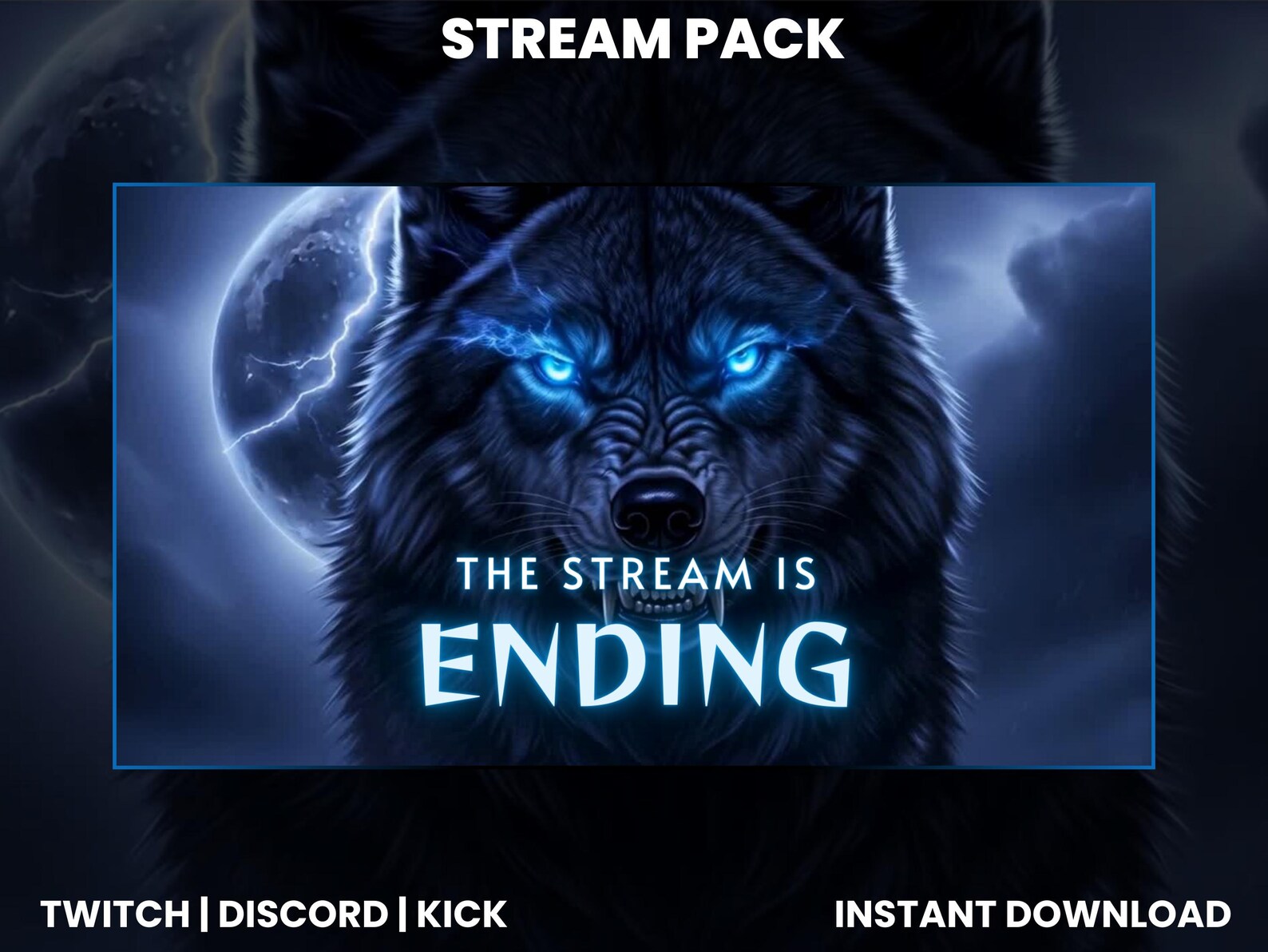 Blue Neon Wolf Stream Overlay Pack | Twitch, OBS, Streamlabs - Etsy