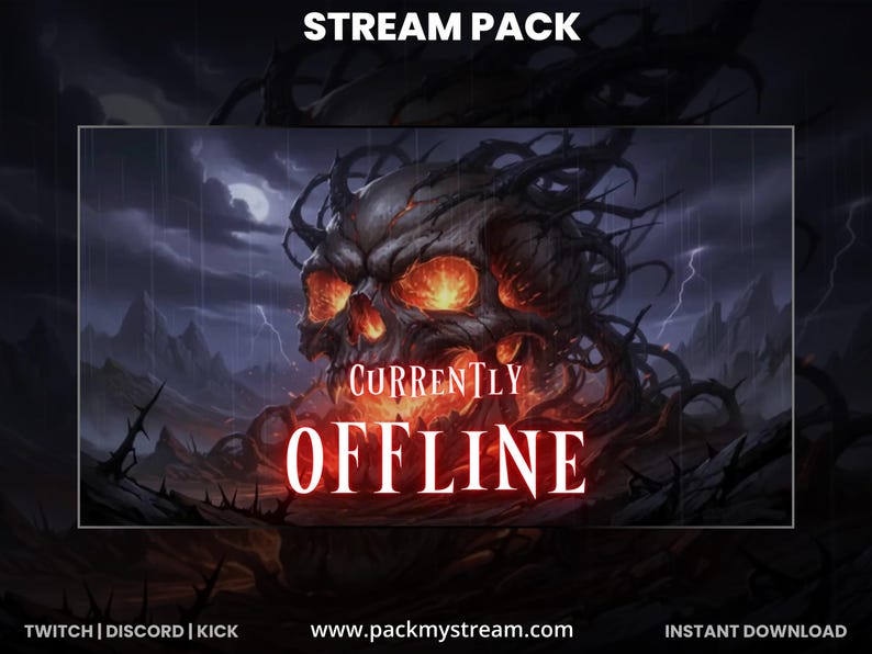 Dark Skull Stream Overlay Pack | Horror Gothic Animated Screens, Panels ...