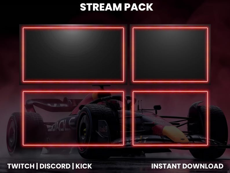 Red Neon Racing Stream Pack Overlay | Twitch OBS Streamlabs Esports ...