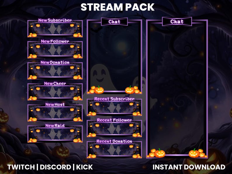 Ghostly Woods Halloween Stream Pack | Twitch Overlay | OBS Streamlabs ...