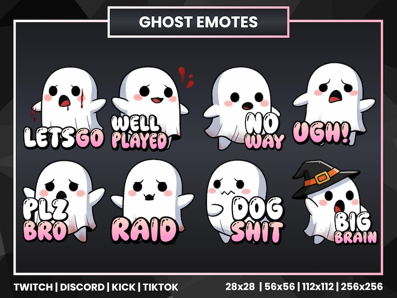 Cute Ghost Stream Emotes Pack for Twitch, Discord, Kick - Etsy