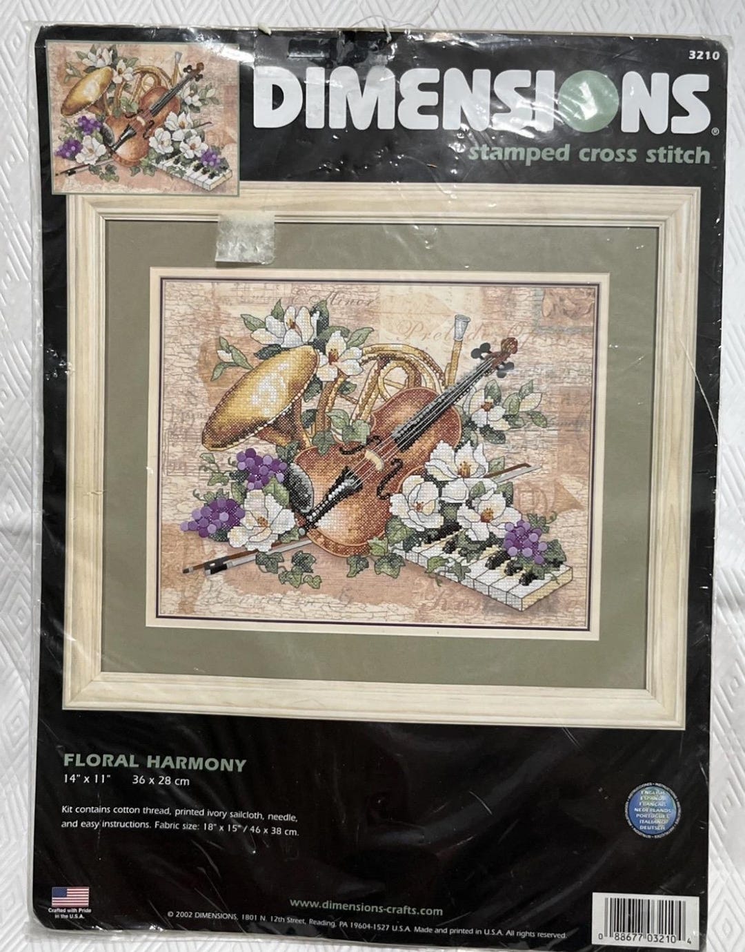 Dimensions FLORAL HARMONY Stamped Cross Stitch Kit 3210 Musical ...