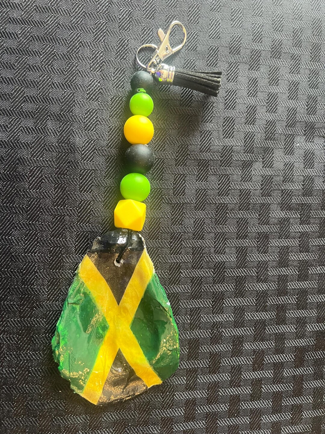 Decoupage Hand Painted Jamaican Flag Bubblegum Shell Keychain - Etsy