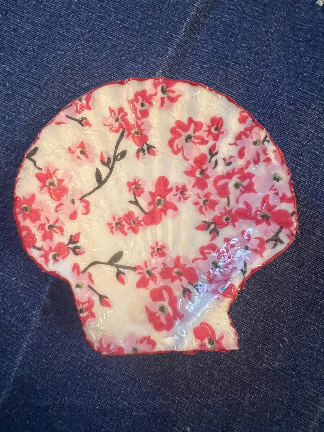 Cherry Blossom Decoupage Clam Shell Dish With Pearl Legs - Etsy