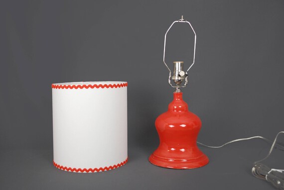 Fire Orange Lamp With Ric Rac Trimmed Shade | Etsy