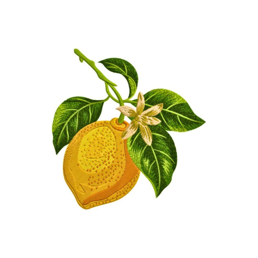 Lemon Realistic Branch Machine Embroidery Design, Summer Citrus Fruit ...