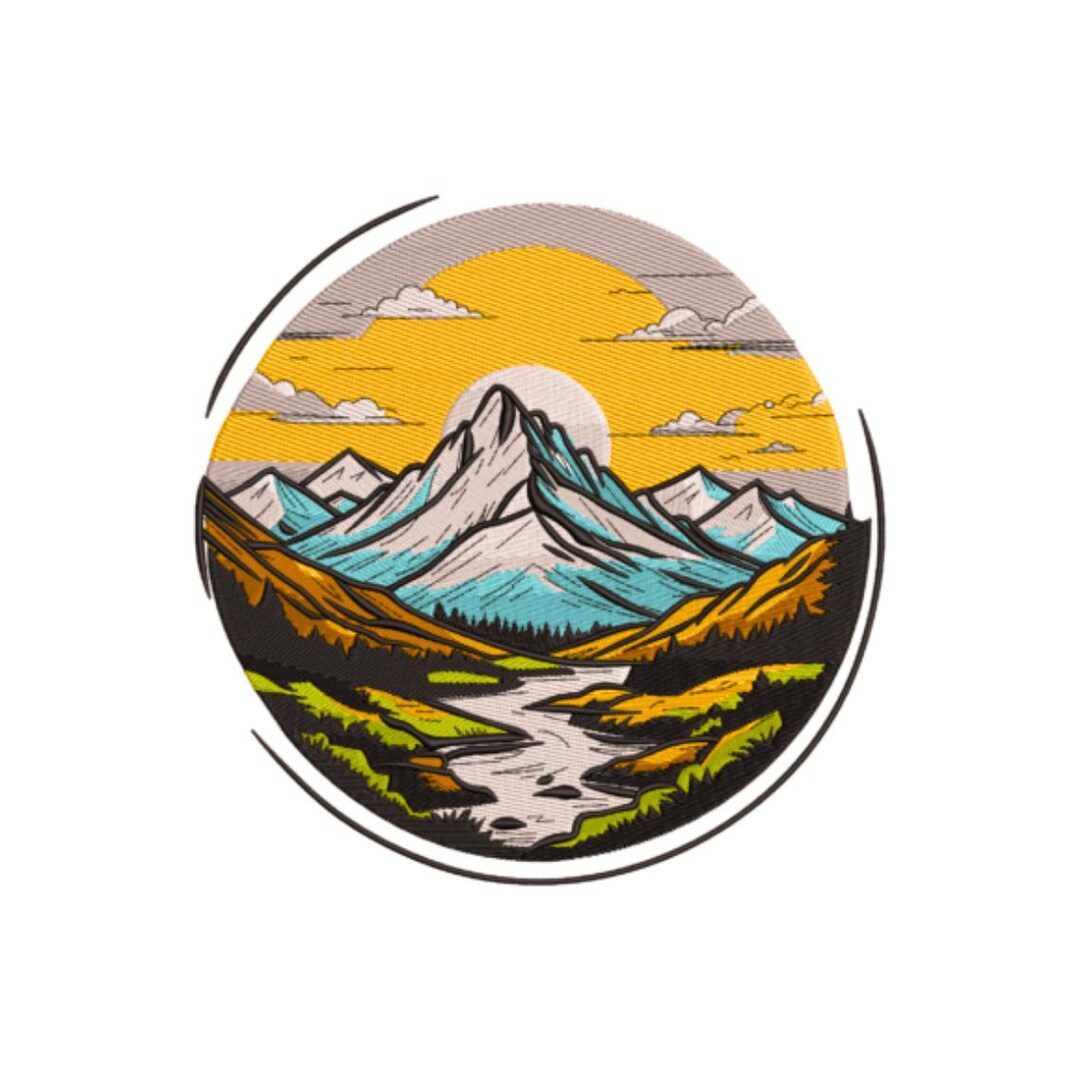 Mountain Landscape Embroidery Design, Landscape Machine Embroidery ...