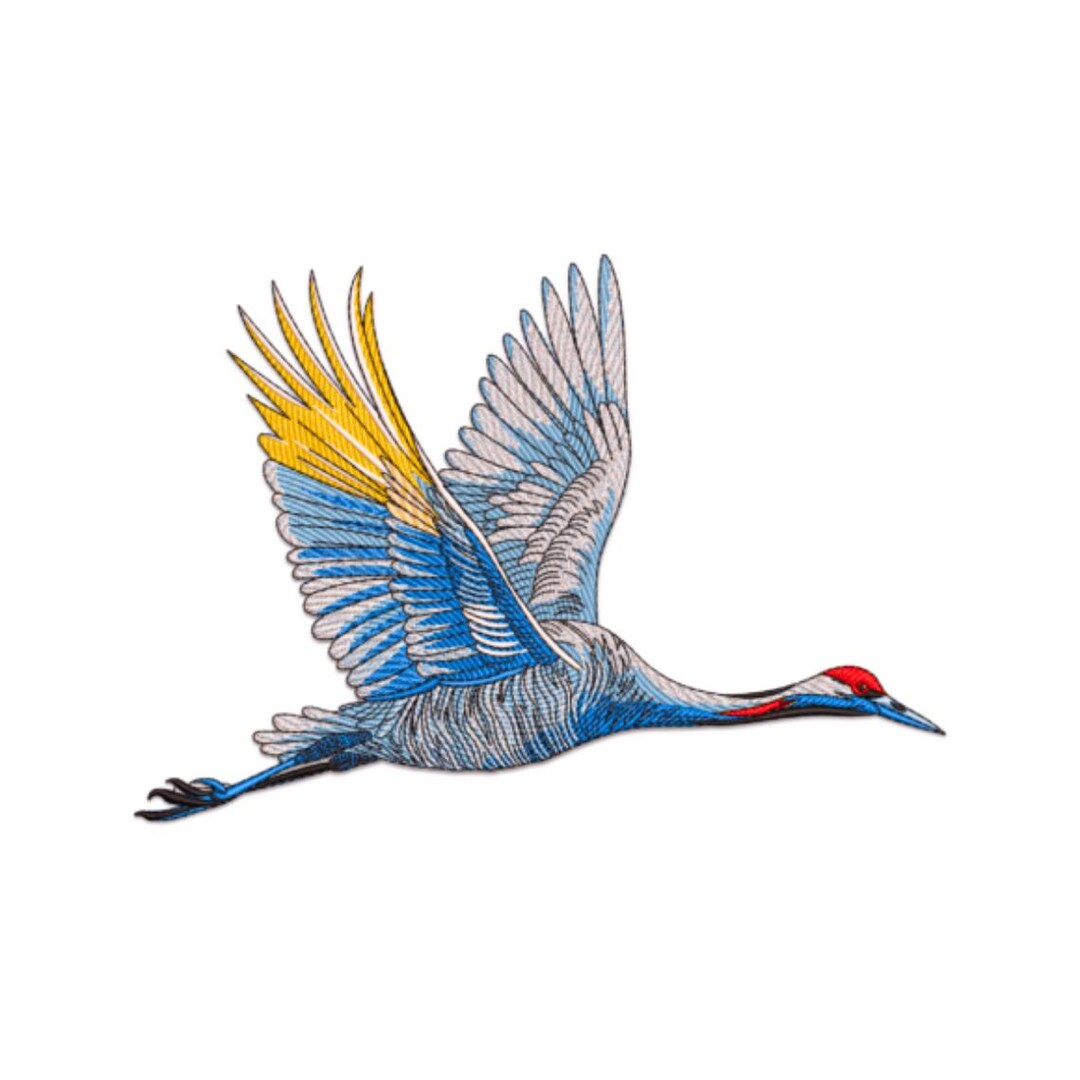 Flying Crane Machine Embroidery Design, Crane Bird Embroidery File ...