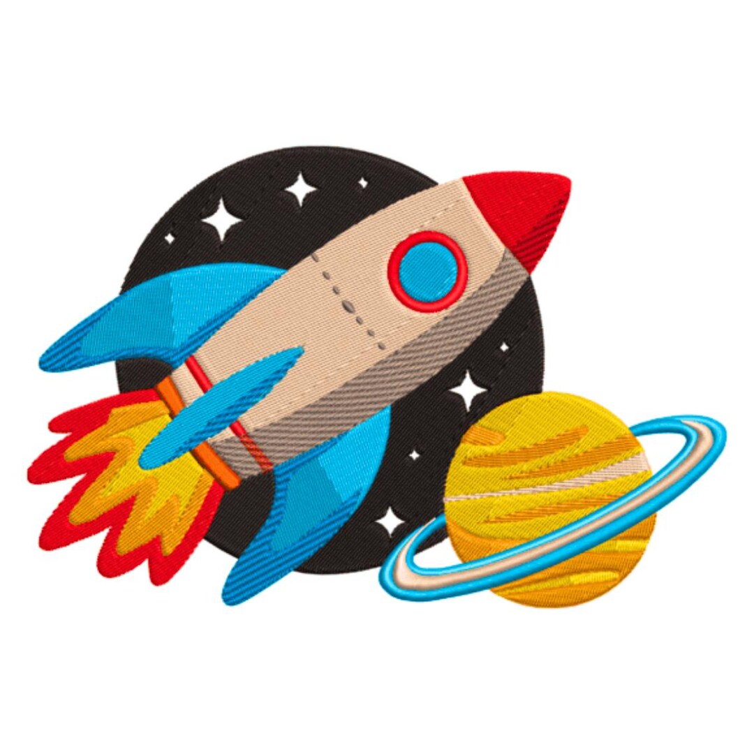 Rocket Ship Embroidery Design, Space Rocket Stitch Pattern, Astronaut ...
