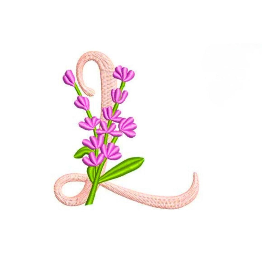 Lavender Font Alphabet, Machine Embroidery Design, Letter L Embroidery ...