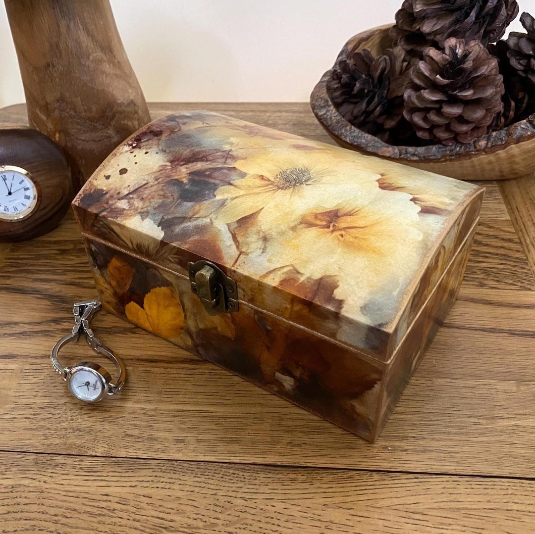 Hand Decorated Rectangular Wooden Casket in Decoupage Style. Featuring ...