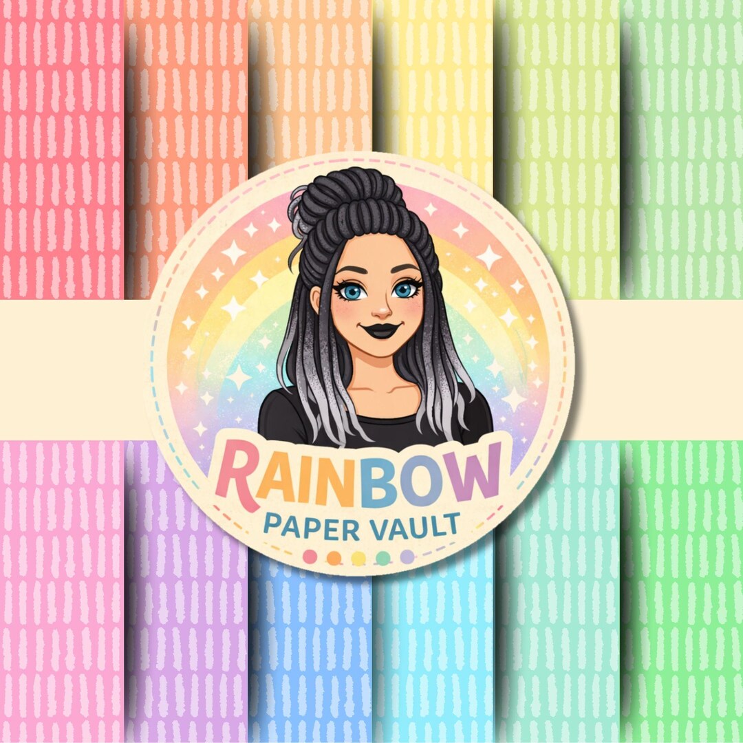 Pastel Rainbow Digital Paper Pack, Seamless Brush Stroke Pattern, 12 ...