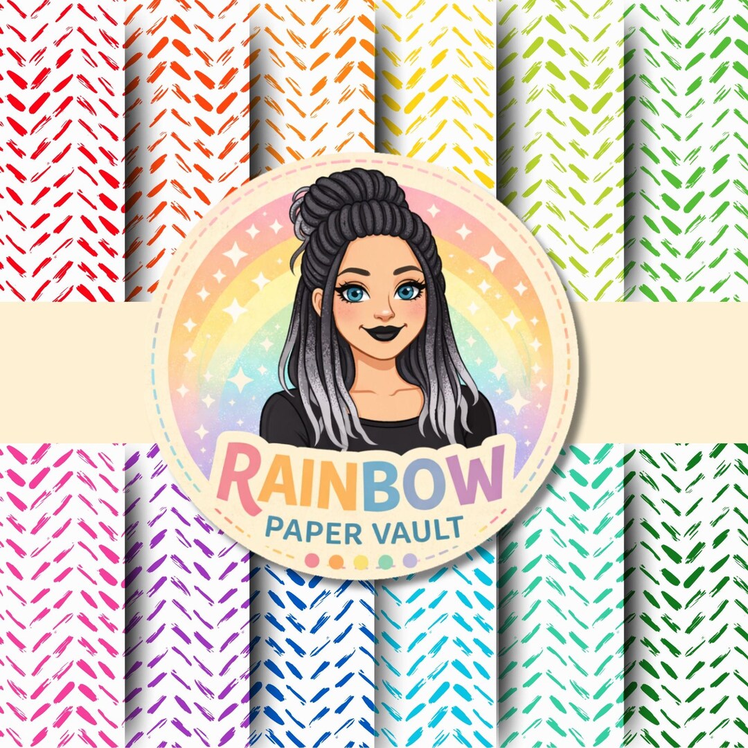 Rainbow Boho Organic Herringbone Digital Paper - 12 Seamless Patterns ...