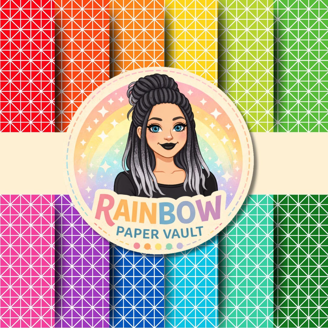 Rainbow Starpoint Grid Digital Paper - 12 Seamless Patterns - Instant ...