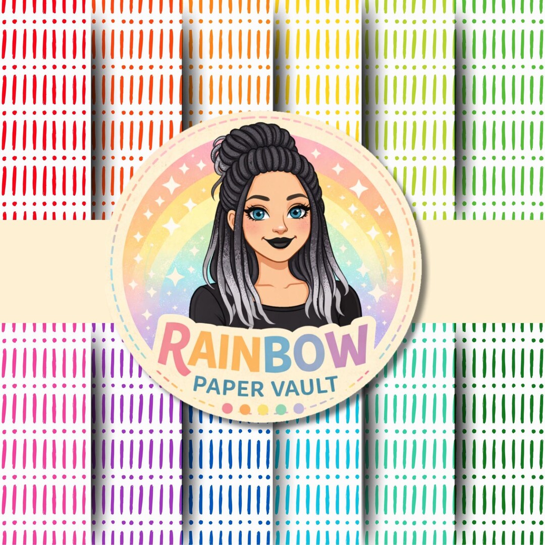 Rainbow Boho Stitch & Stroke Pattern Digital Paper - 12 Seamless ...