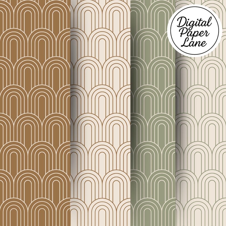 Earthy Tones Rainbow Line Digital Paper – 12 Seamless Boho Digital ...