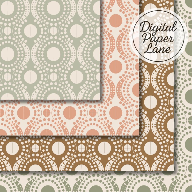 Earthy Neutrals Circle Dot Digital Paper Pack – 12 JPEG Background ...