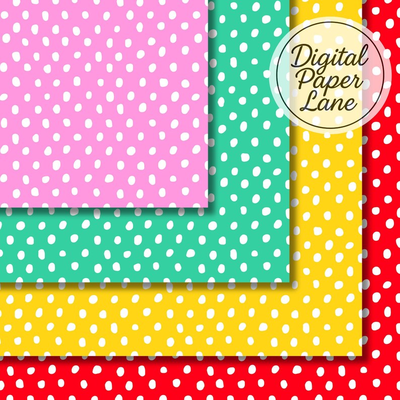 Rainbow Polka Dot Digital Paper Pack – 24 Colors, 12x12, 300DPI ...