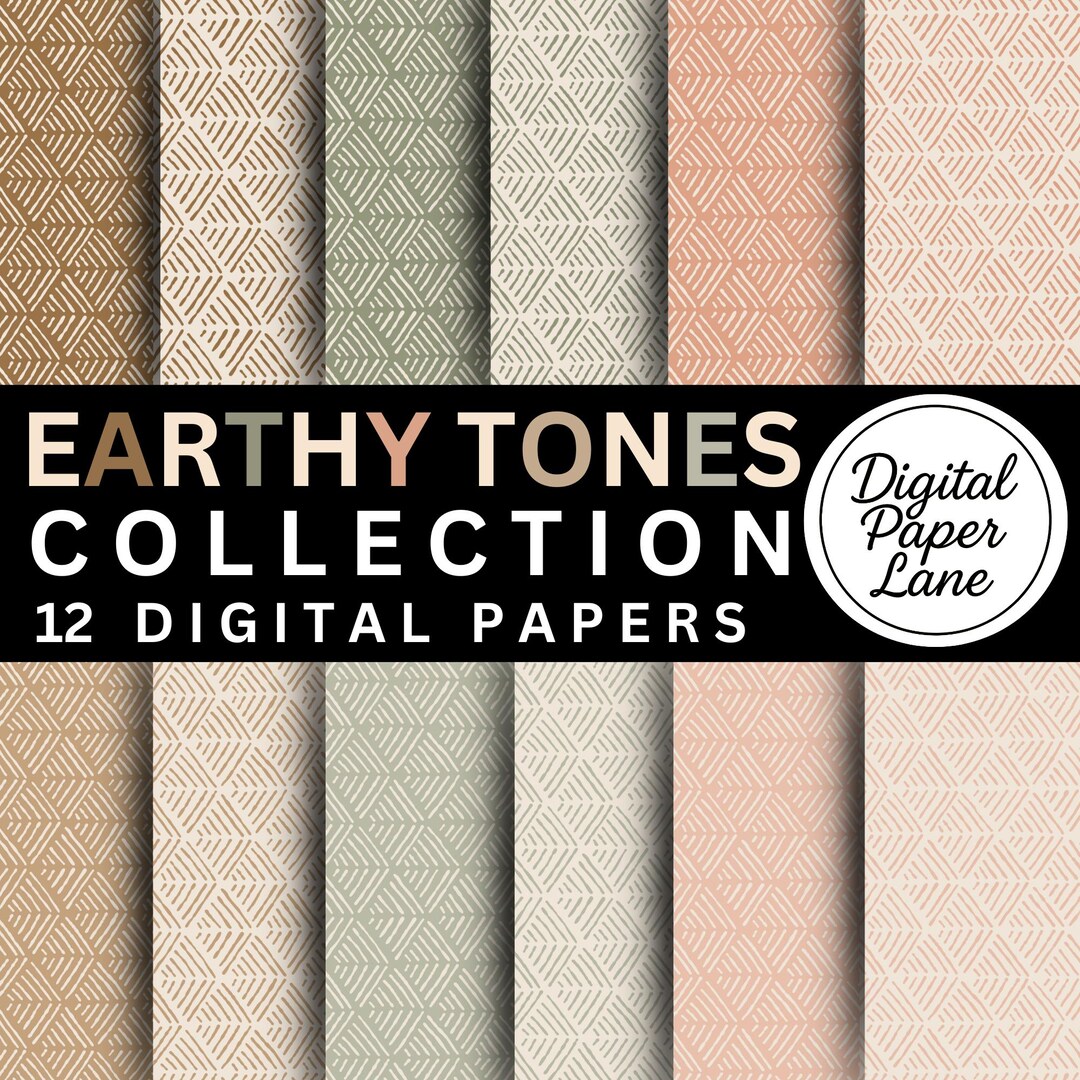 Earthy Tones Hand-drawn Boho Diamond Linework Pattern – 12 Seamless ...