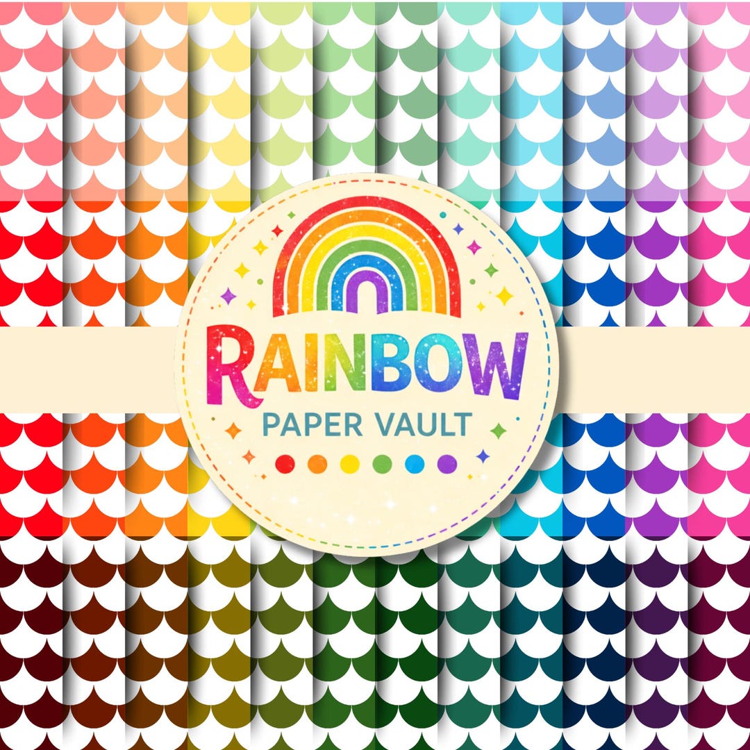 36 X Rainbow Mermaid Scales Pattern Digital Papers - Seamless Patterns ...