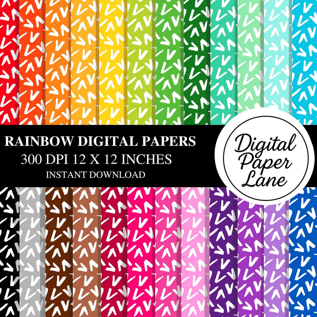 Rainbow Arrow Digital Paper Pack - 24 Seamless Rainbow Papers - Hand ...