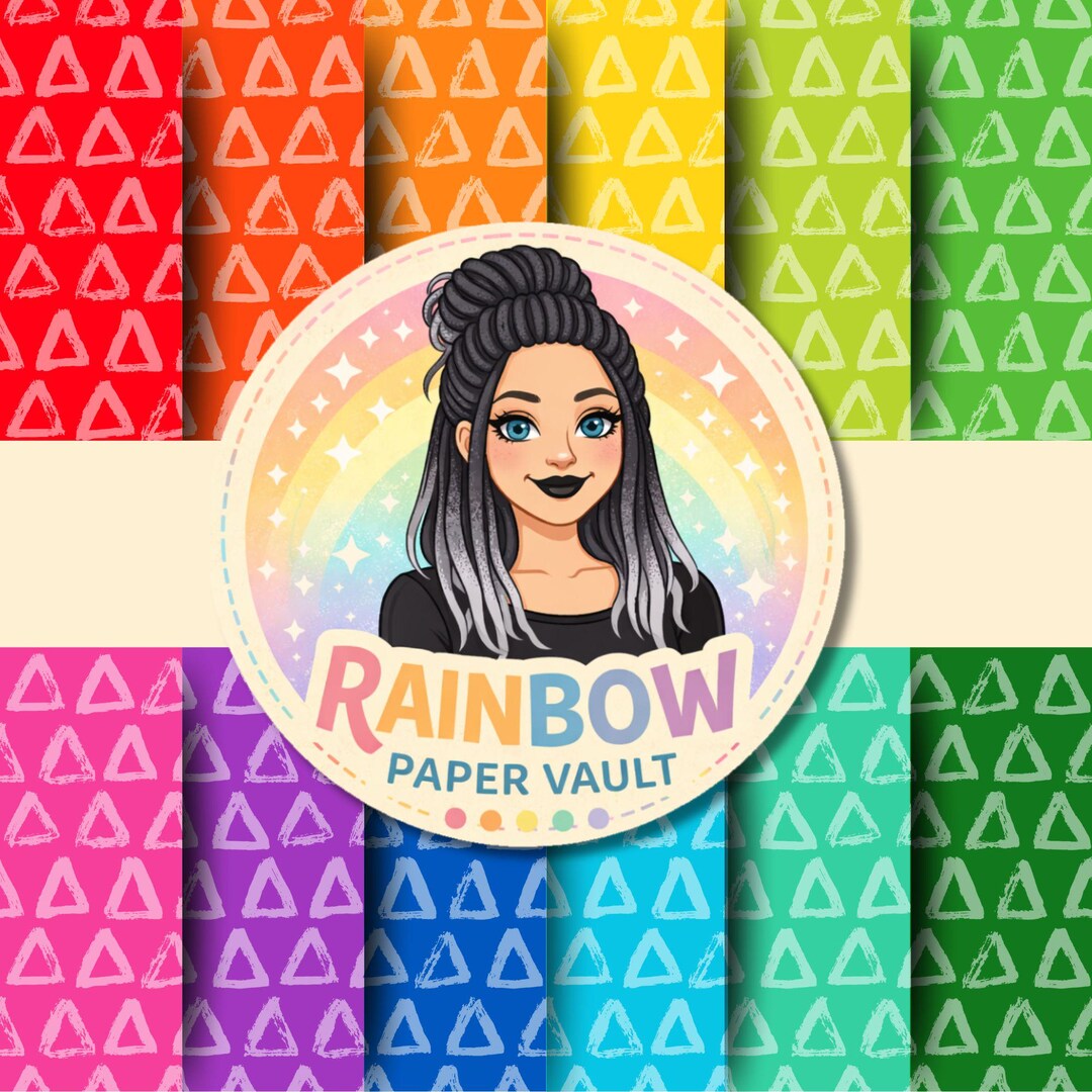 Hand Drawn Triangle Digital Paper Set – Full Rainbow Palette Seamless ...