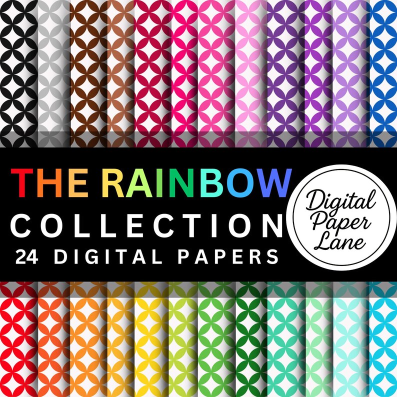 Rainbow Geometric Diamond Lattice Tile Pattern Digital Paper- 24 ...