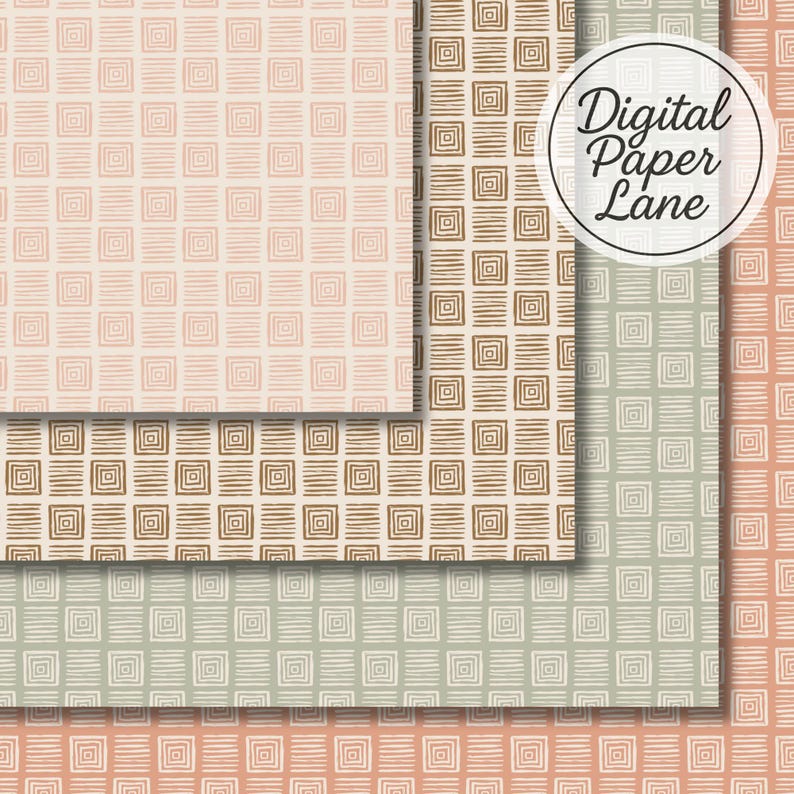 Earthy Neutrals Woven Grid Digital Paper Pack – 12 JPEG Background ...