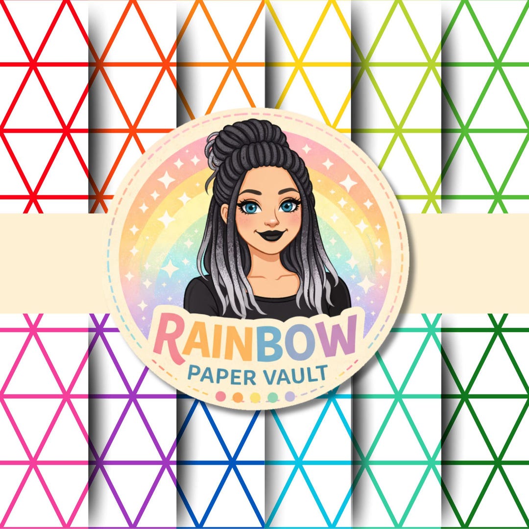 Rainbow Modern Tri-line Pattern Digital Paper - 12 Seamless Patterns ...