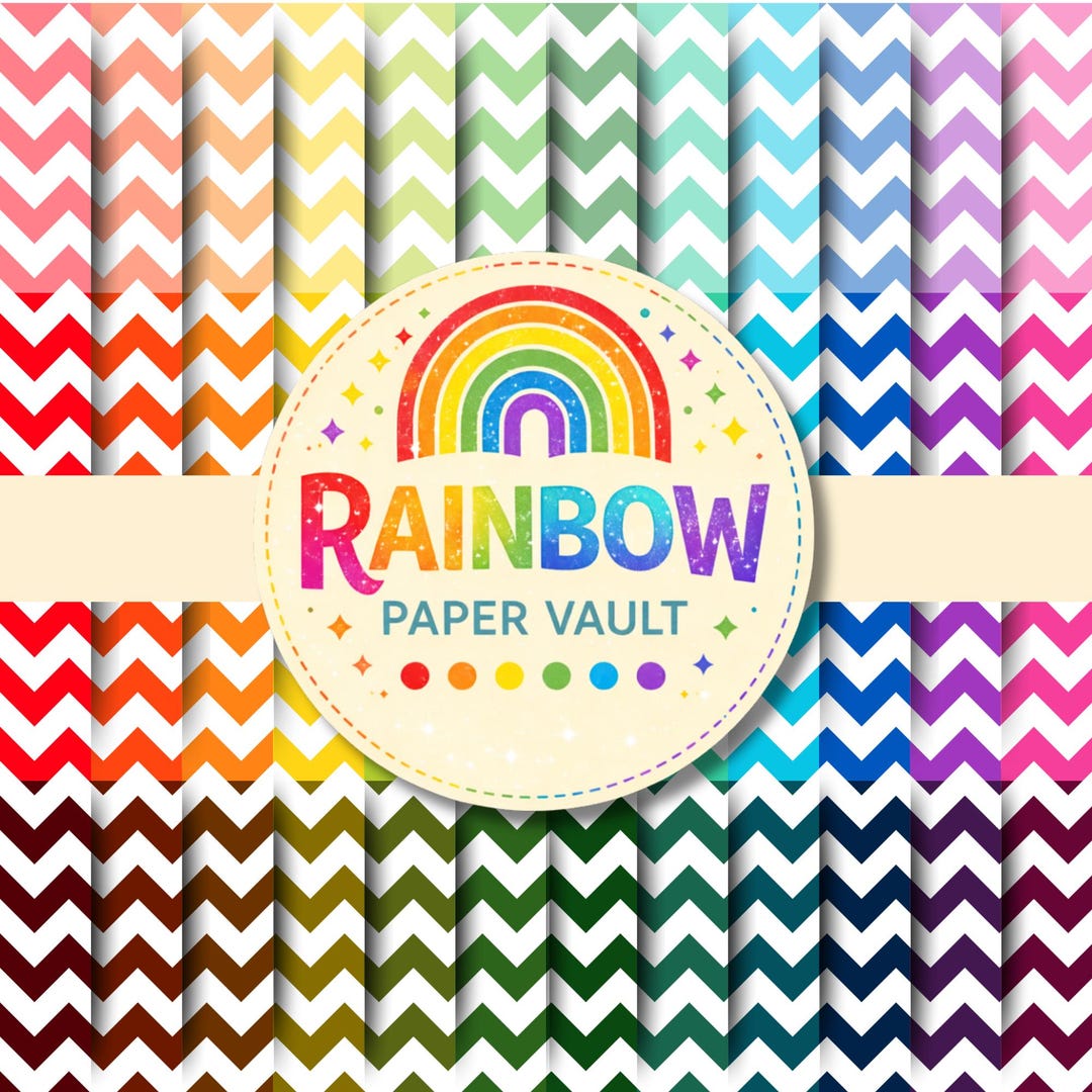 36 X Rainbow Chevron Digital Papers - Seamless Patterns - Instant ...