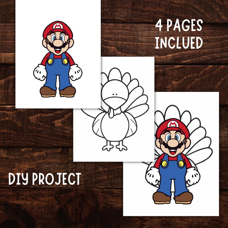Mario Turkey a Disguise Printable, Thanksgiving Kids Craft, Kids ...