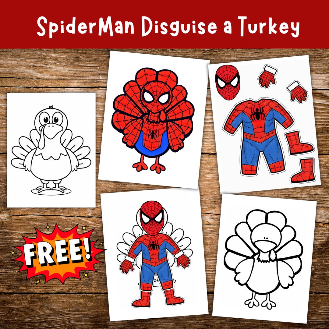 Spiderman Disguise a Turkey Printable, Superhero Thanksgiving Craft ...
