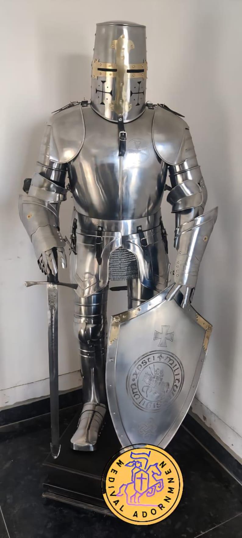 Medieval Templar Knight Full Body Steel Armor Suit – Wearable Crusader ...
