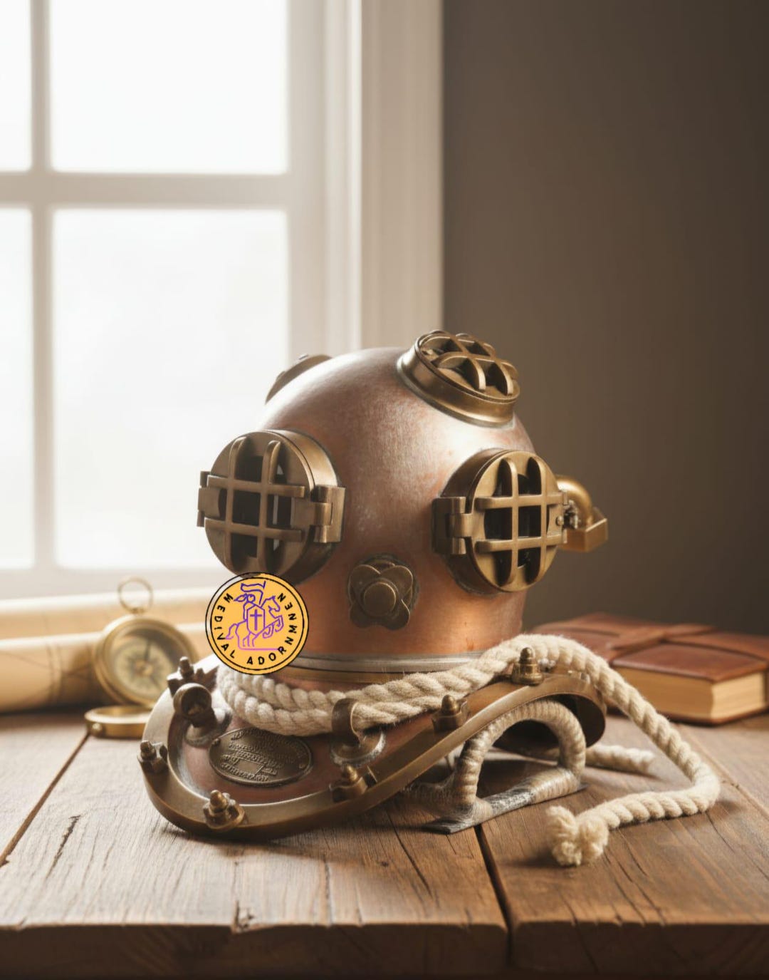 Vintage Copper Diving Helmet | Nautical Decor | Steampunk Maritime ...