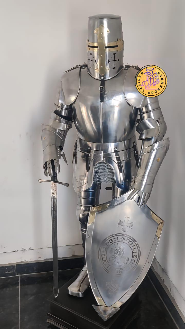 Medieval Templar Knight Full Body Steel Armor Suit – Wearable Crusader ...