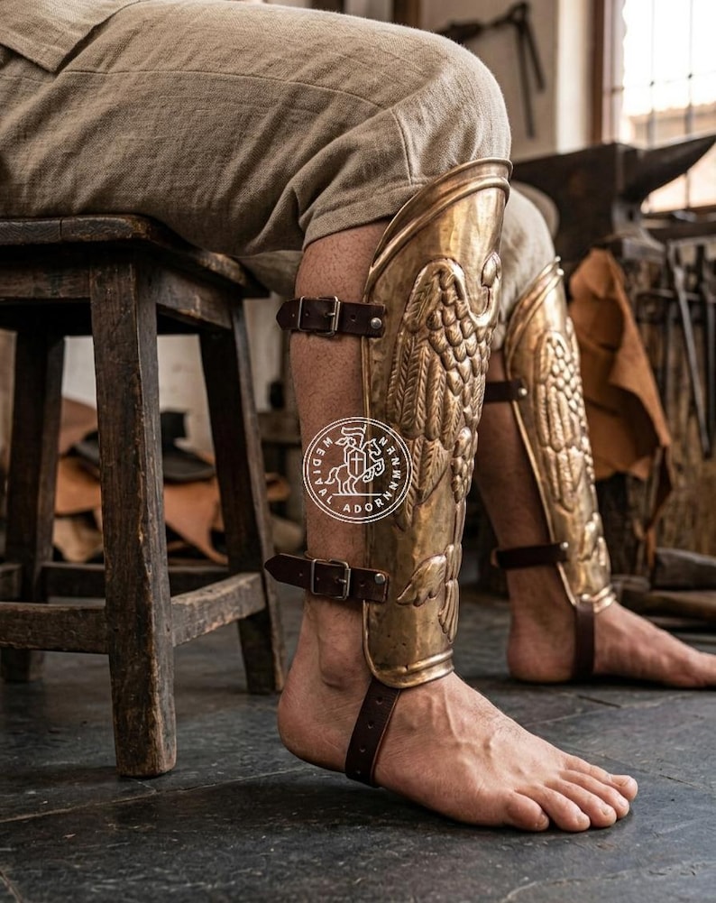 Handcrafted Brass Greaves, 4th Century BC Eagle Embossed Leg Armor ...