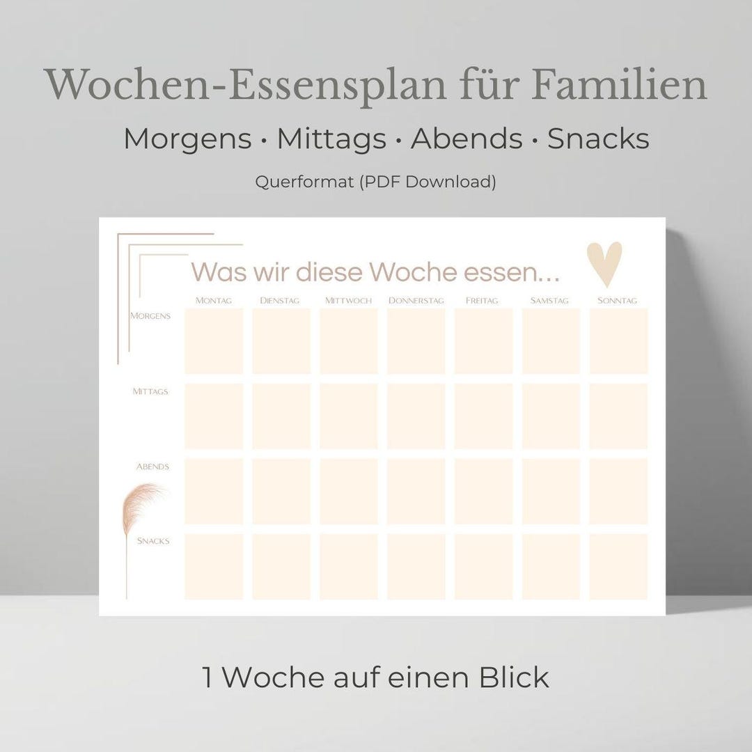 Meal Planner for 1 Person / Weekly Plan in Boho Style With Name Field ...
