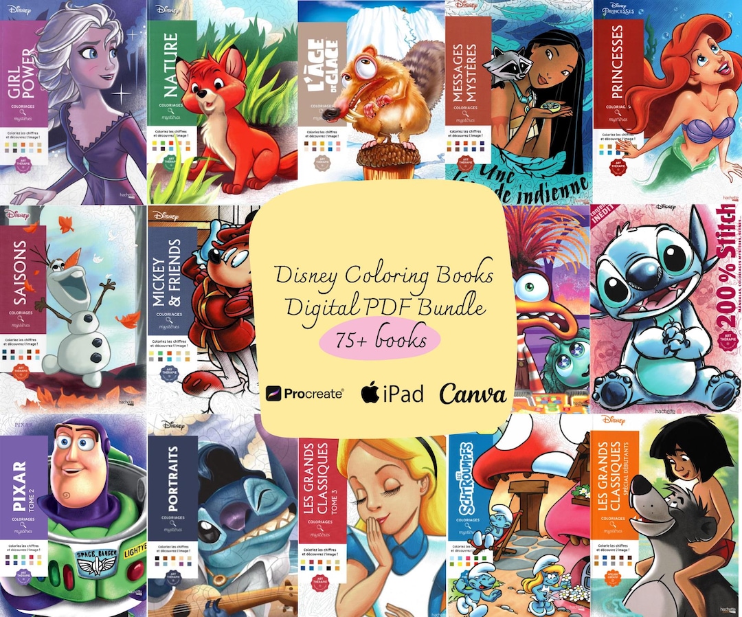 75+ Digital Disney Coloring by Number Mystery Coloring Book Bundle of ...